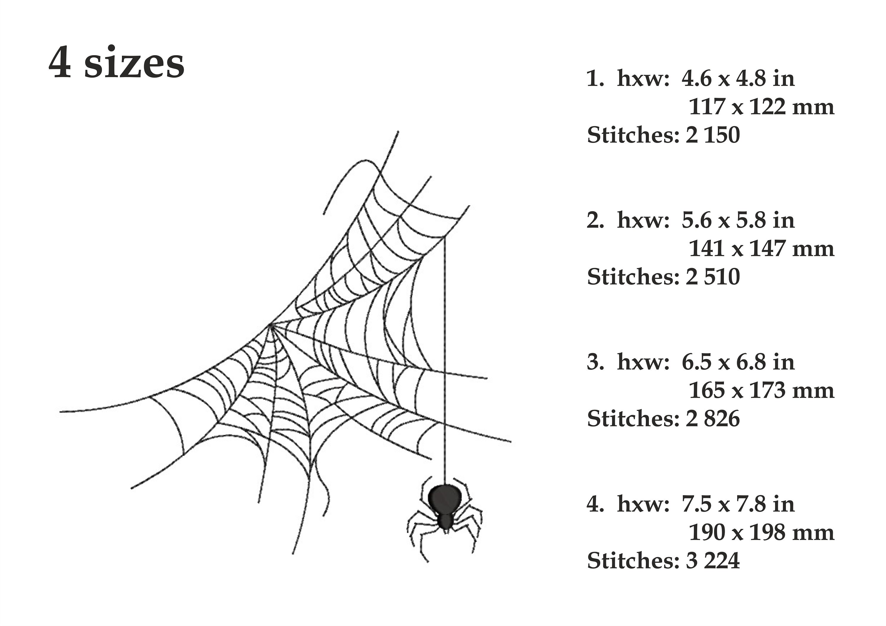 Spider Web Embroidery Design, Halloween Embroidery File, 4 Sizes ...