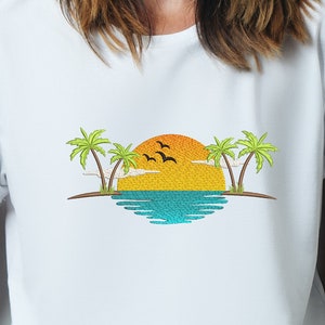 Palm Tree Embroidery Design, Summer Beach Embroidery Design, 6 Sizes ...