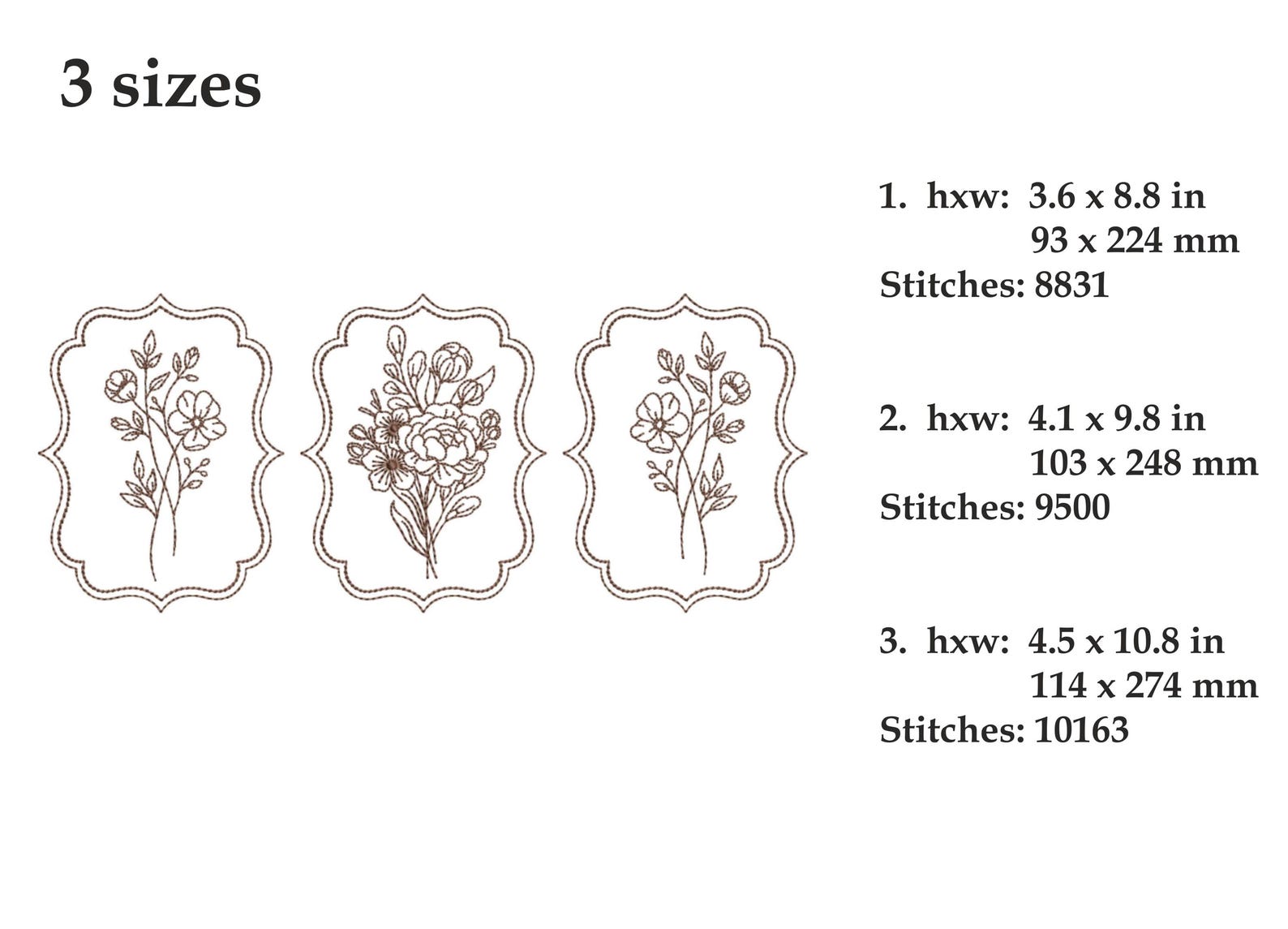 Floral Postal Stamps Frames Machine Embroidery Design, 4 Sizes, Instant ...
