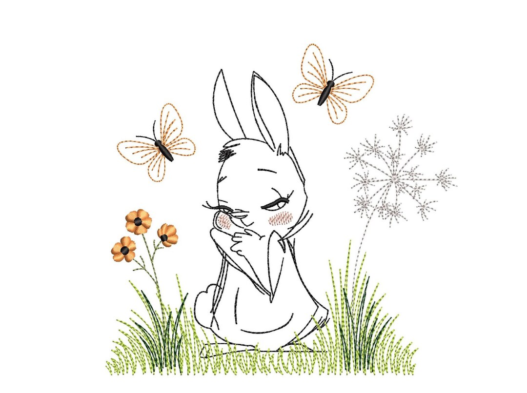 Bunny Embroidery Design, 5 Sizes, Instant Download - Etsy