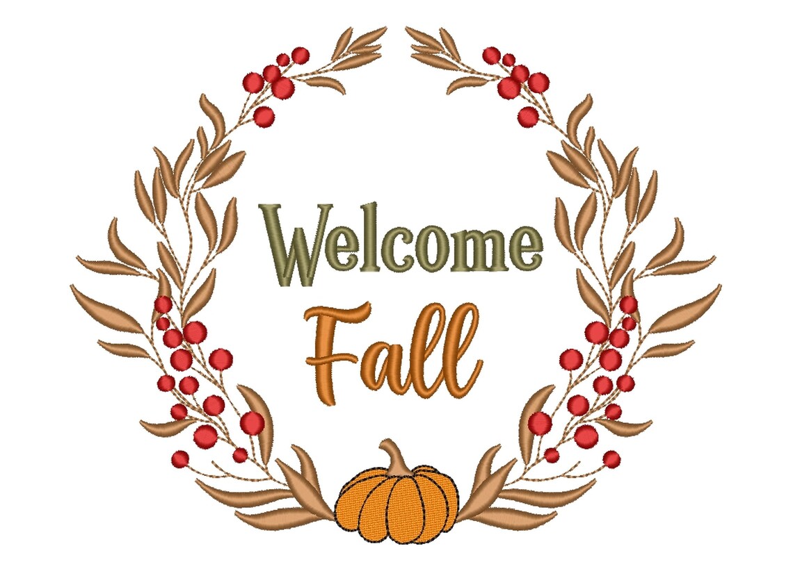 Welcome Fall Embroidery Design 5 Sizes Instant Download | Etsy