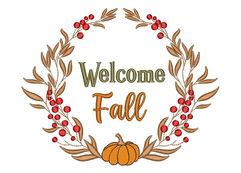 Welcome Fall Embroidery Design 5 Sizes Instant Download | Etsy