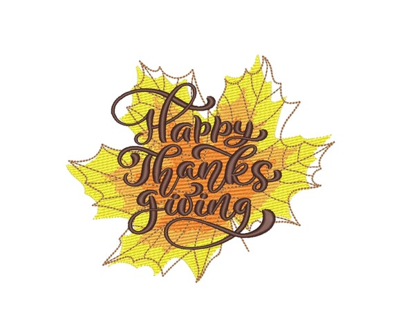 Happy Thanksgiving Machine Embroidery Design 3 Sizes Instant - Etsy
