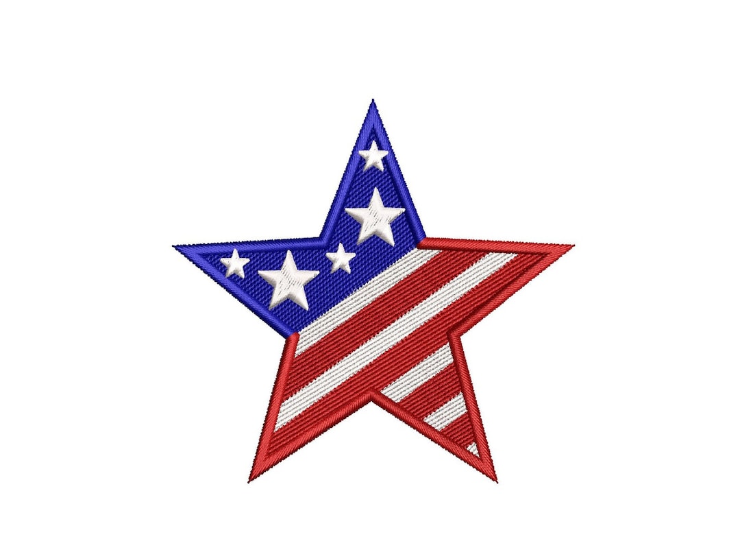 USA Flag Star Embroidery Design, 3 Sizes, Instant Download - Etsy