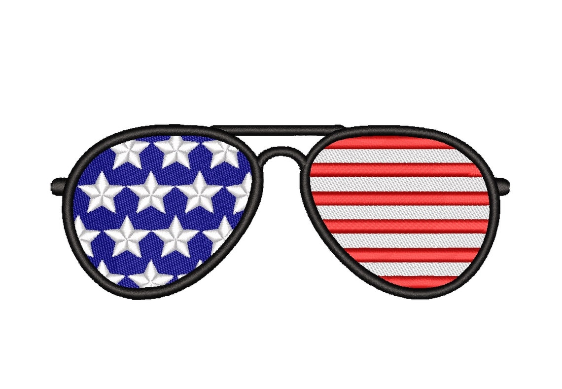 American Flag Sunglasses Embroidery Design Independence Day - Etsy