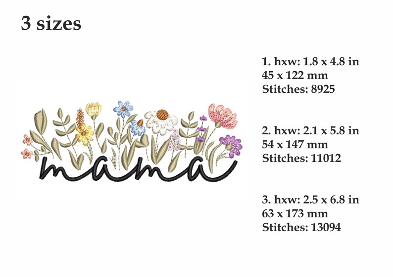 Mama Flower Embroidery Design, 3 Sizes, Instant Download - Etsy