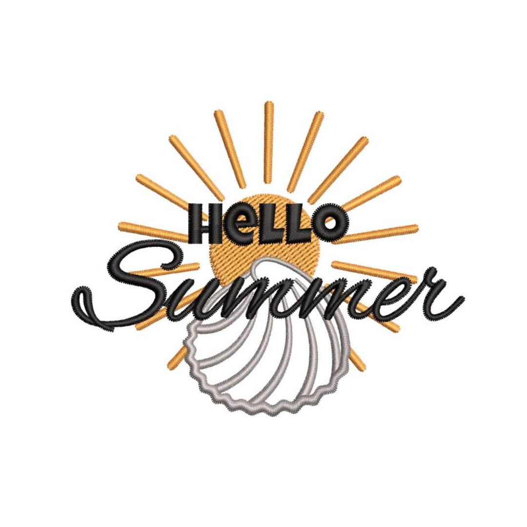 Hello Summer Embroidery Design, Beach Embroidery, 5 Sizes, Instant ...