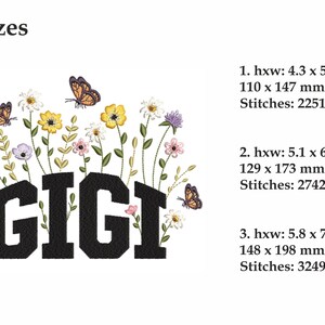 Floral Gigi Embroidery Design, Mother's Day Embroidery Design, 3 Sizes ...