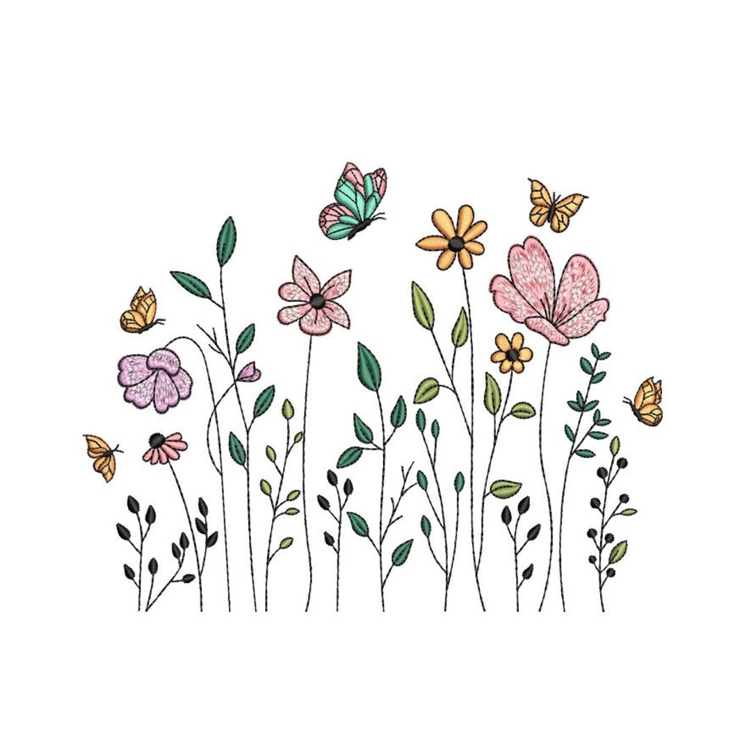 Flowers Machine Embroidery Design, 3 Sizes, Instant Download - Etsy