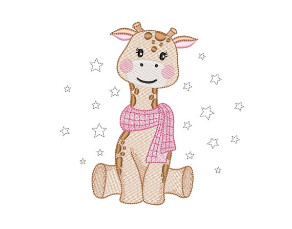Cute Baby Giraffe Embroidery Design 3 sizes Instant Download | Etsy