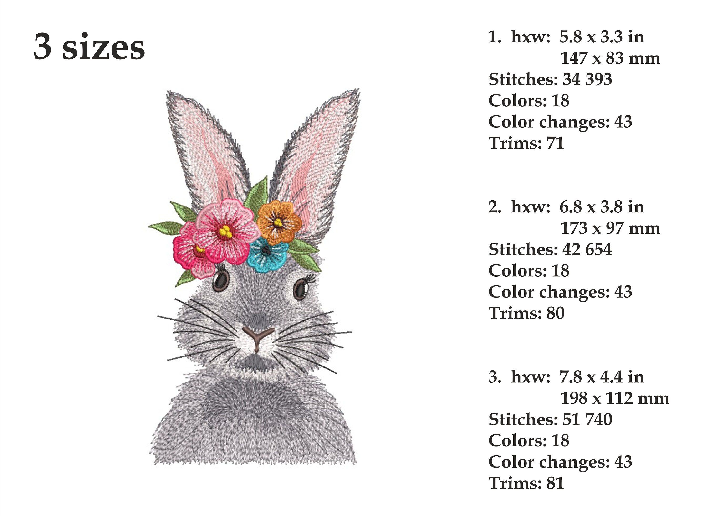 Easter Bunny Embroidery Design 3 Sizes Instant Download - Etsy
