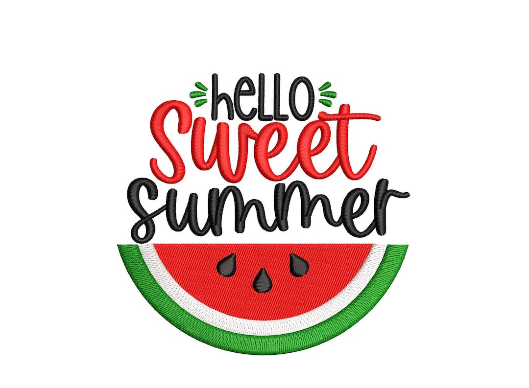 Hello Sweet Summer Machine Embroidery Design, 5 Sizes, Instant Download ...