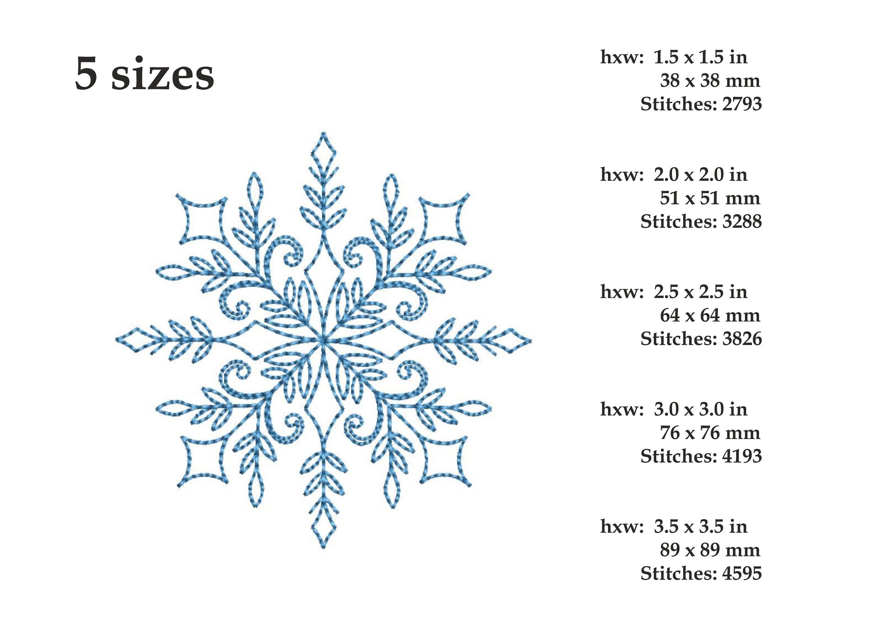 Snowflake Embroidery Design, 5 Sizes, Instant Download - Etsy