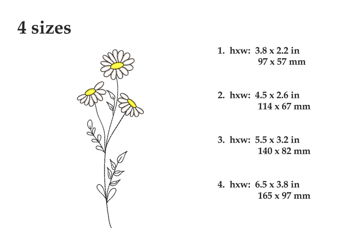 Daisy Embroidery Design Flower Machine Embroidery Design 4 - Etsy