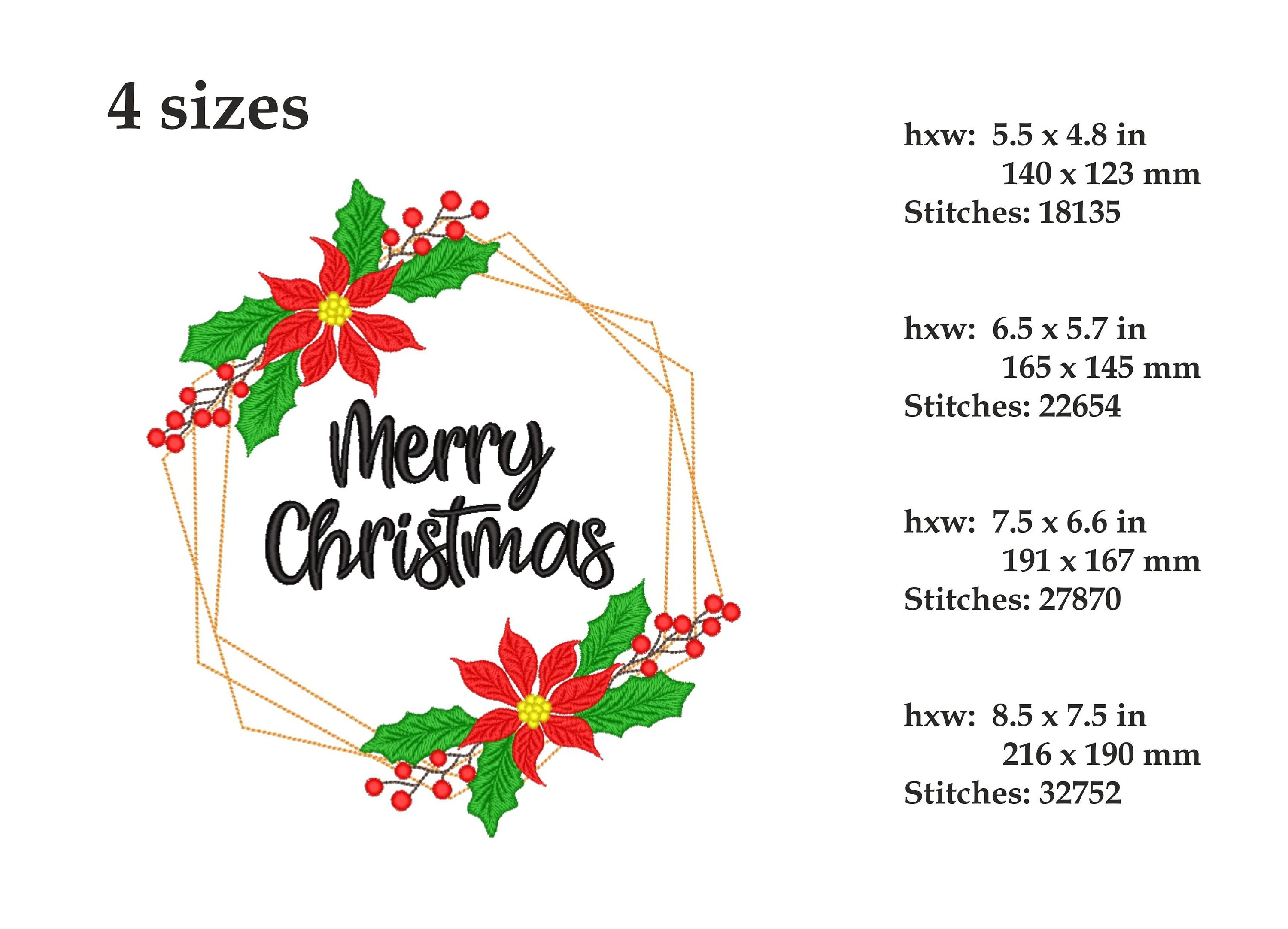 Christmas Frame Embroidery Design 4 Sizes Instant Download - Etsy