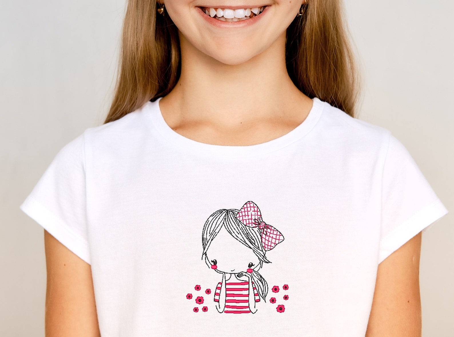 Cute Girl Embroidery Design 5 Sizes Instant Download - Etsy