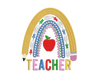 Teacher Embroidery Design, 3 Sizes, Instant Download - Etsy