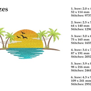 Palm Tree Embroidery Design, Summer Beach Embroidery Design, 6 Sizes ...