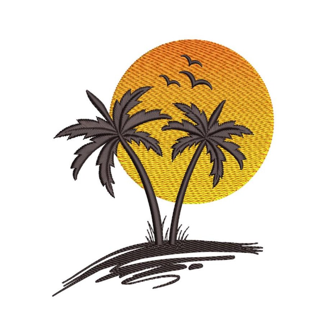 Palm Tree Machine Embroidery Design, Summer Beach Embroidery File, 3 ...