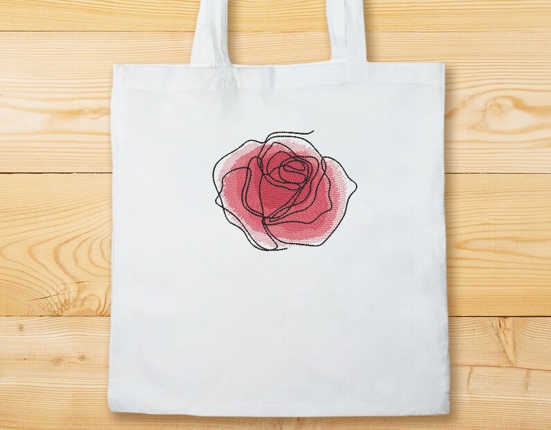 One Line Rose Machine Embroidery Design 4 Sizes Instant | Etsy