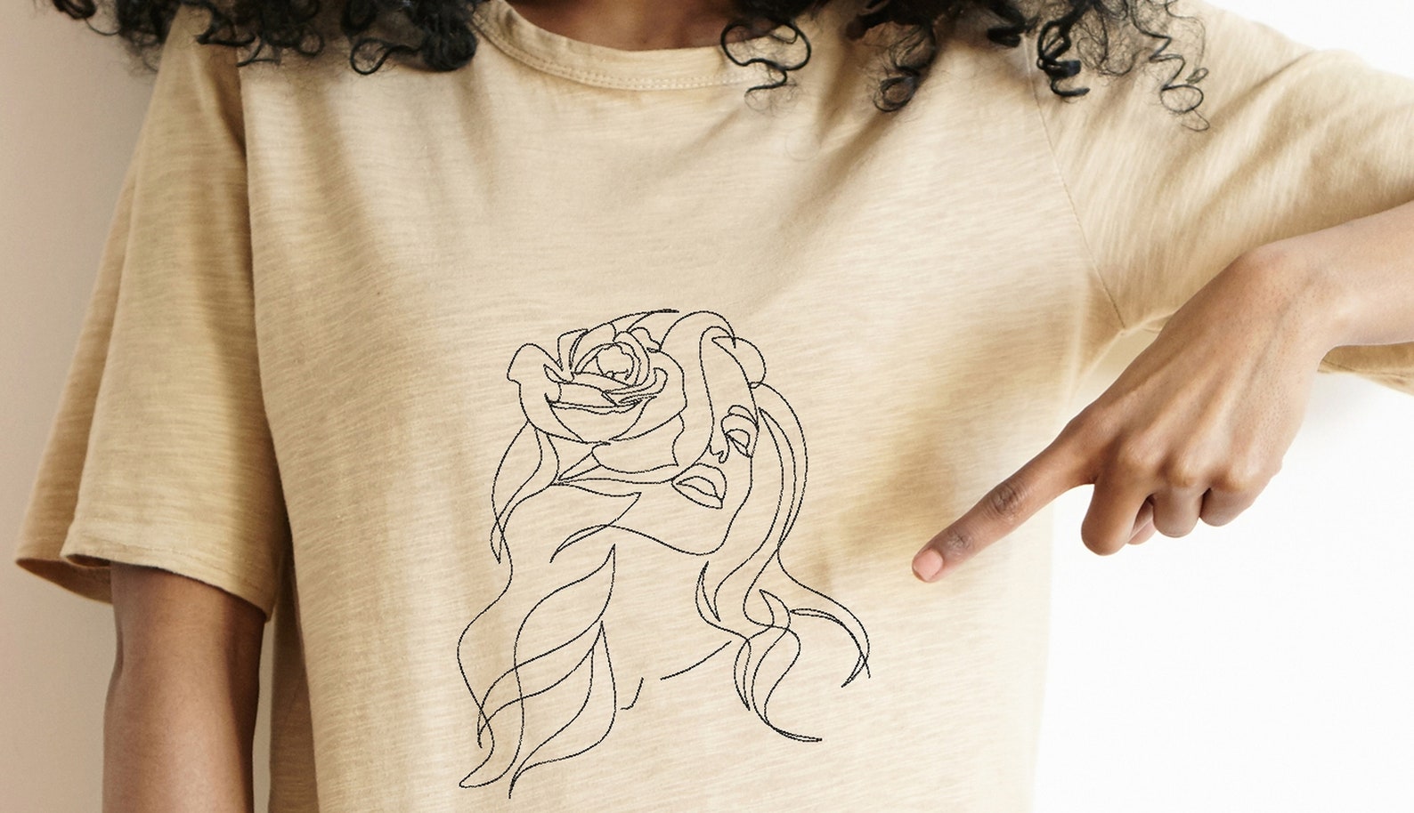 Woman With a Rose Embroidery Design One Line Art Embroidery - Etsy
