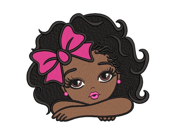 Black Girl Embroidery Design 4 Sizes Instant Download - Etsy