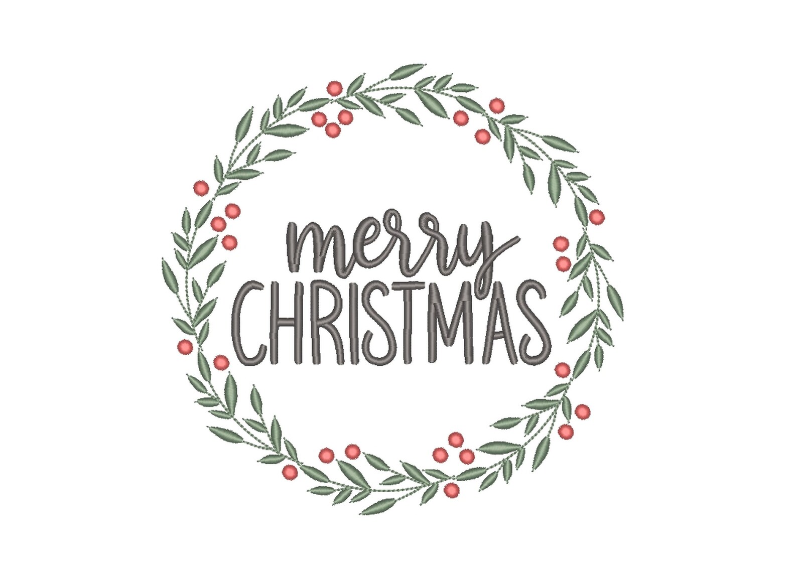 Merry Christmas Machine Embroidery Design Wreath Embroidery | Etsy