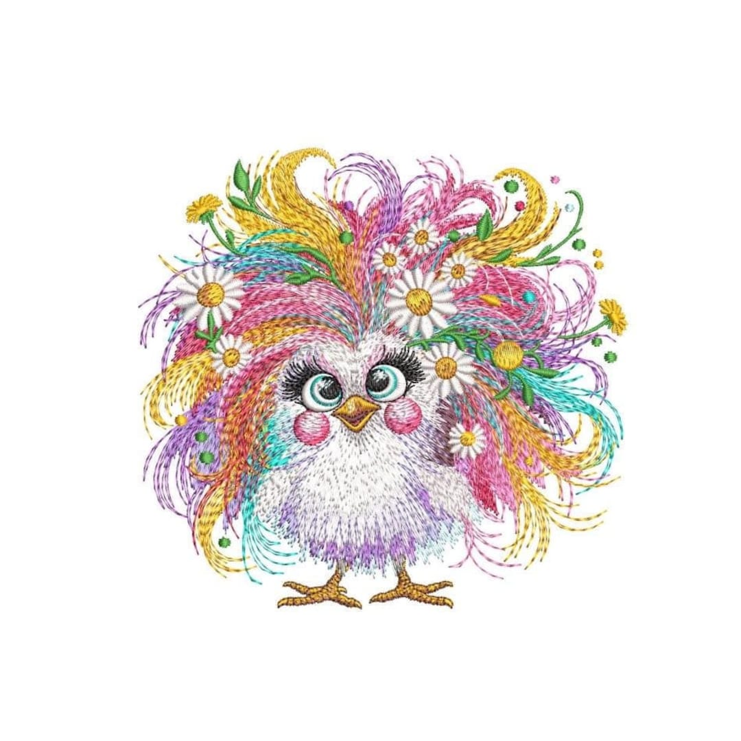 Funny Crazy Chicken Embroidery Design, Floral Chicken Machine ...