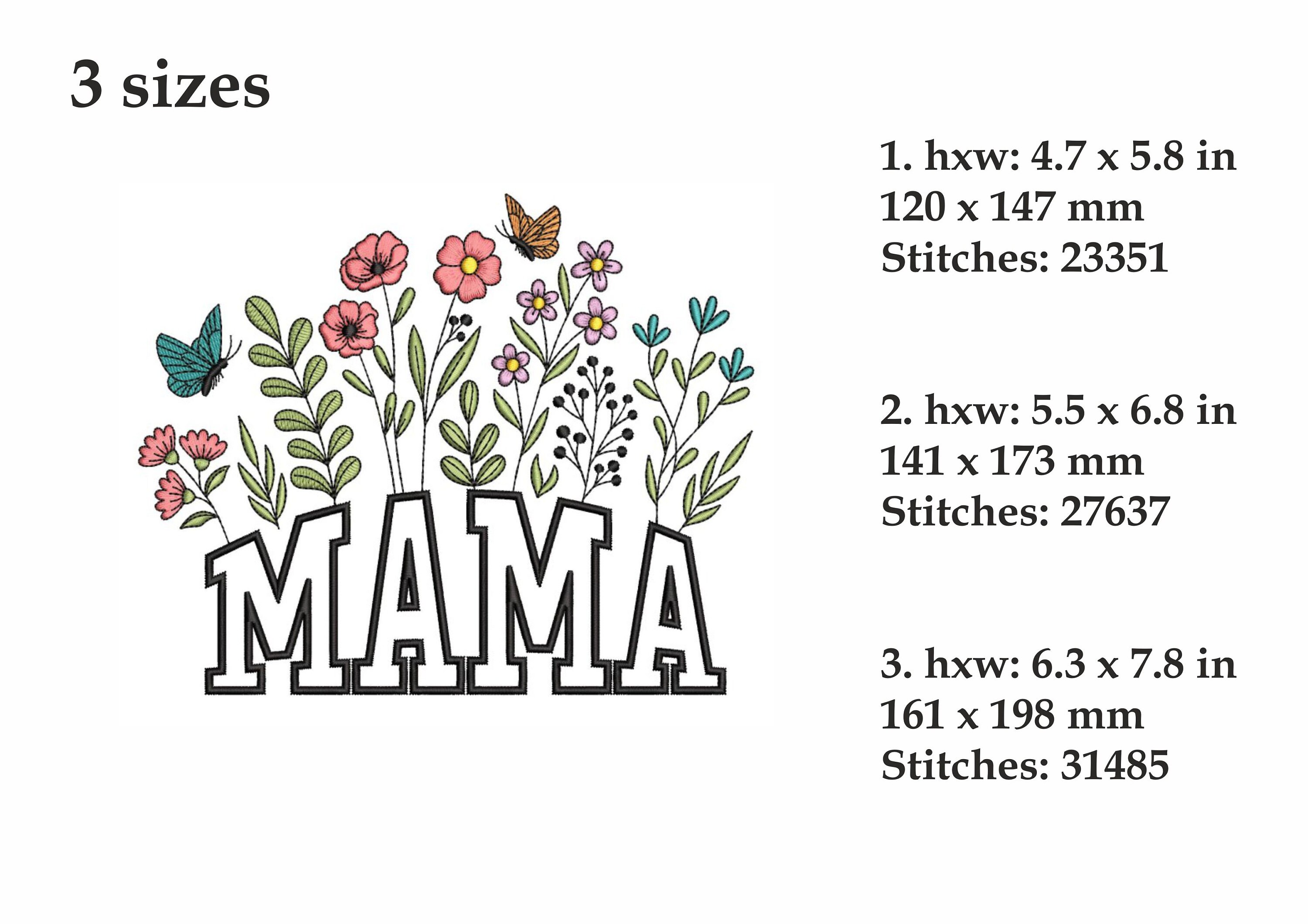 Mama Flower Embroidery Design, 3 Sizes, Instant Download - Etsy