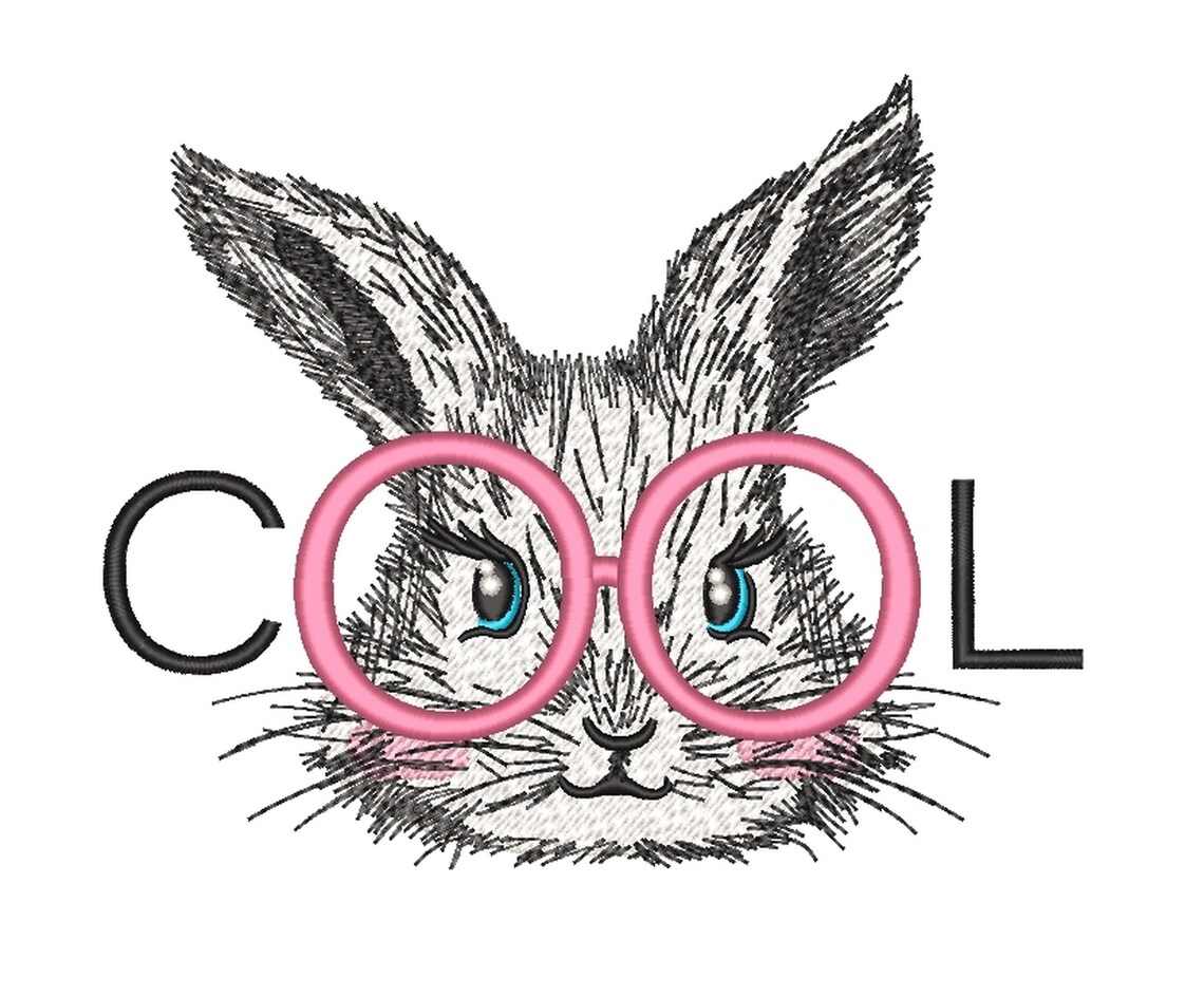 Cool Bunny Embroidery Design 5 Sizes Instant Download - Etsy