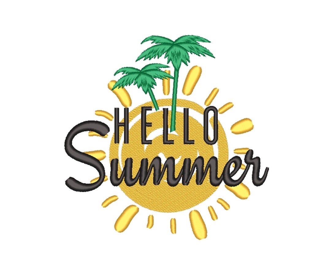 Hello Summer Embroidery Design, Beach Embroidery, Machine Embroidery ...