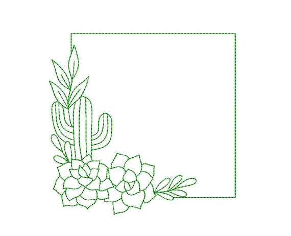 Cactus Frame Embroidery Design 5 Sizes Instant Download - Etsy