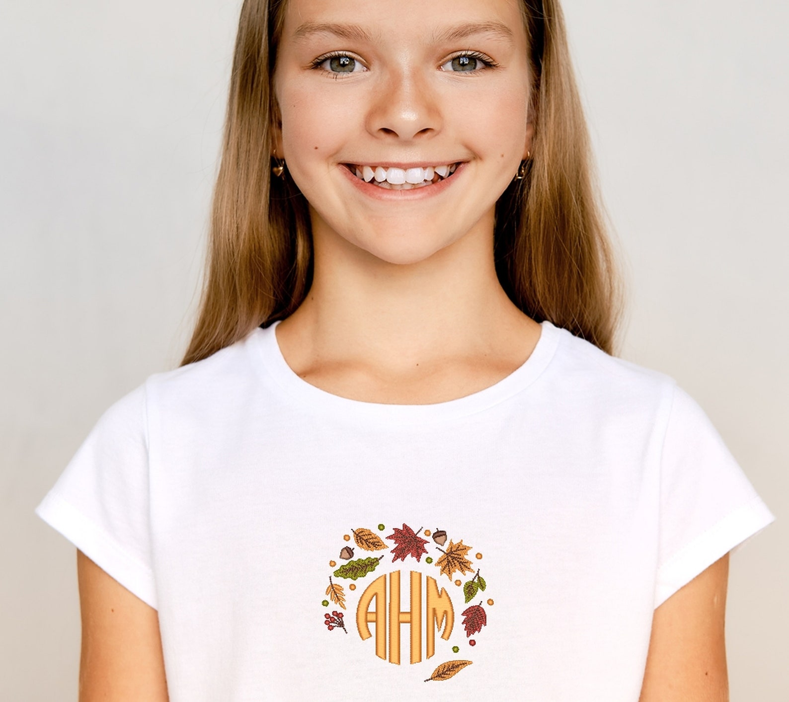 Fall Monogram Machine Embroidery Design Autumn Leaves | Etsy