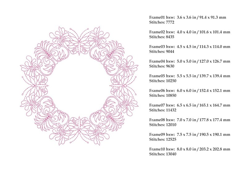 Frame embroidery design Flower frame embroidery design | Etsy