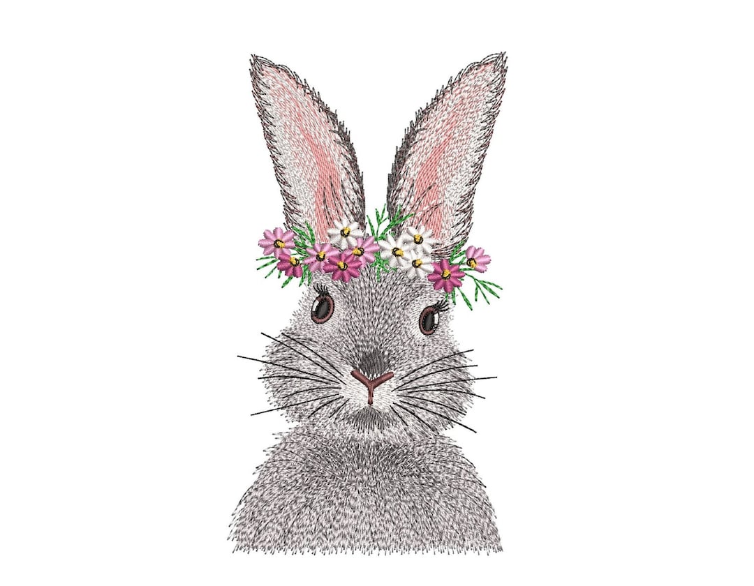 Floral Bunny Embroidery Design, 3 Sizes, Instant Download - Etsy