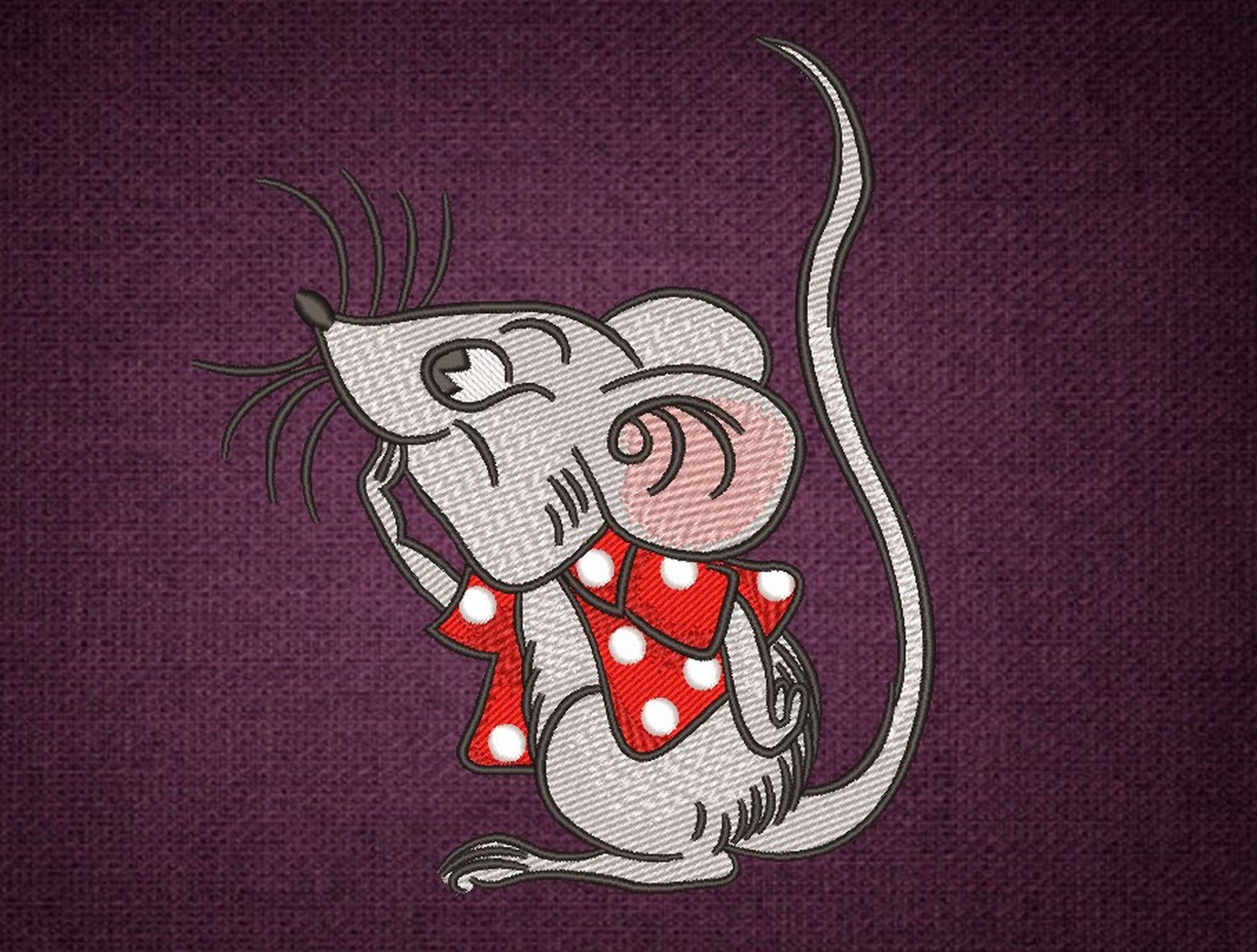 Mouse Embroidery Design 2 Sizes Instant Download | Etsy