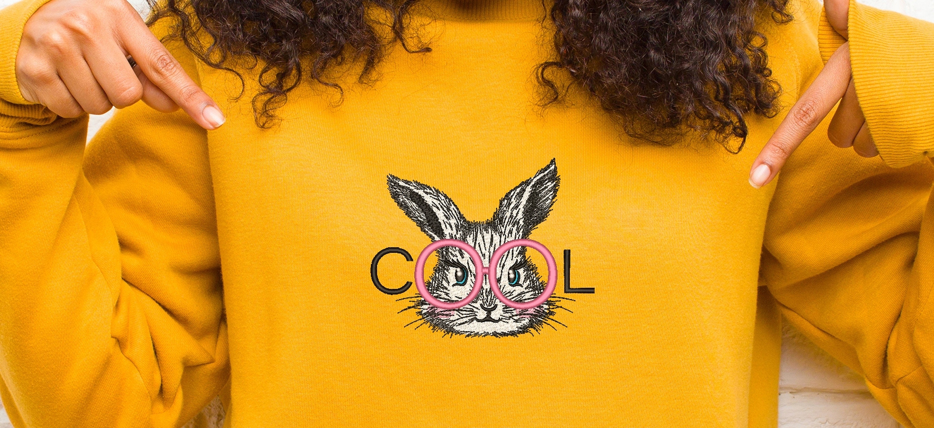 Cool Bunny Embroidery Design 5 Sizes Instant Download - Etsy