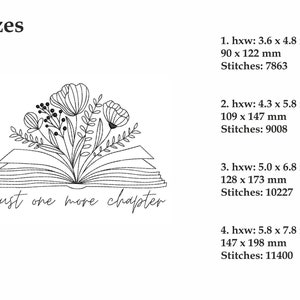 Book With Flowers Embroidery Design, Just One More Chapter Embroidery ...