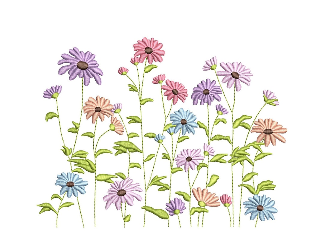 Flowers Machine Embroidery Design, 4 Sizes, Instant Download - Etsy