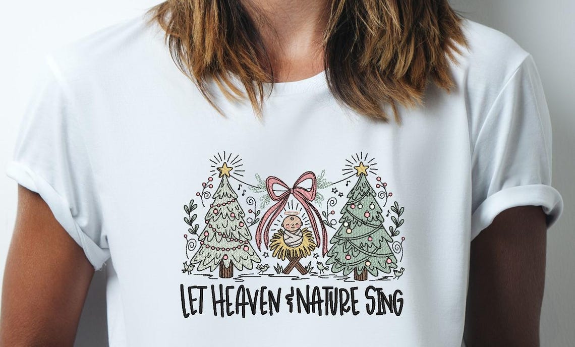 Heaven and Nature Sing Embroidery Design, Christian Christmas ...