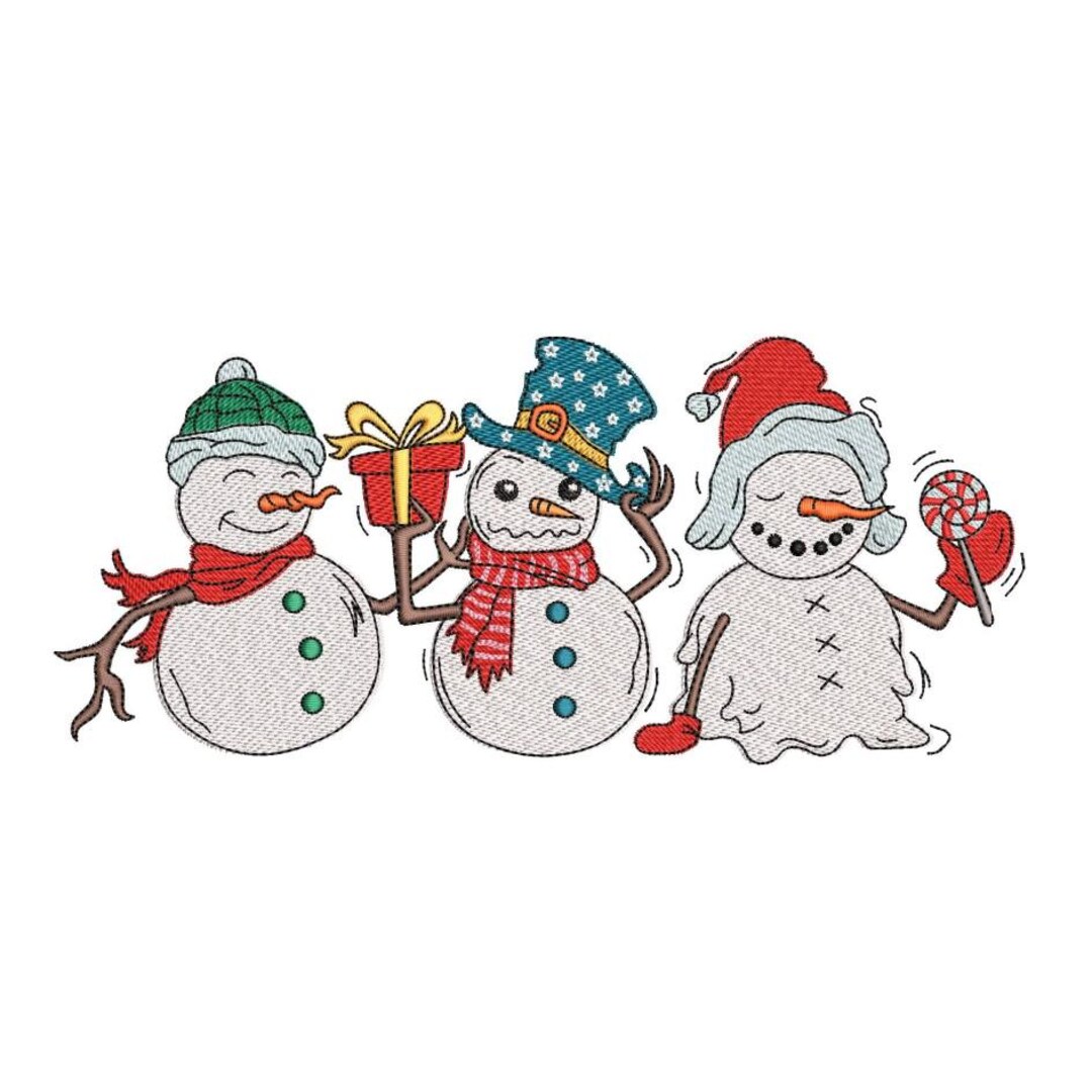 Snowmen Embroidery Design, Christmas Embroidery File, 3 Sizes, Instant ...