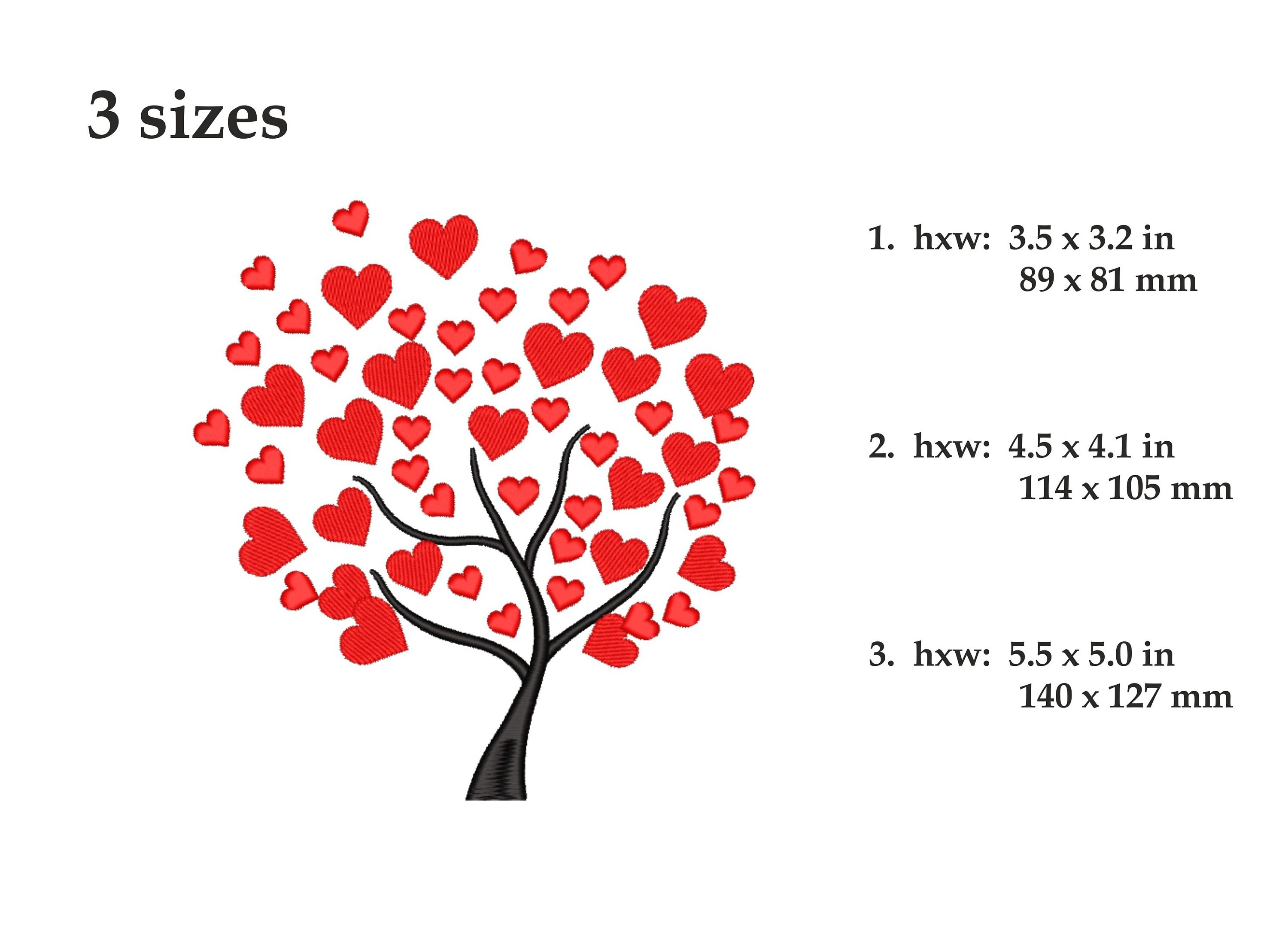 Love Tree Embroidery Design Happy Valentine's Day | Etsy