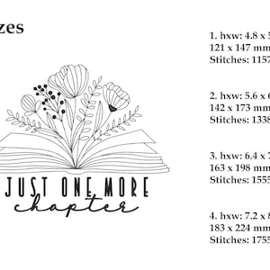 Book With Flowers Embroidery Design, Just One More Chapter Embroidery ...