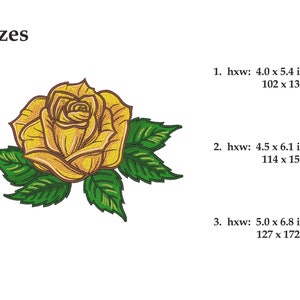 Yellow Rose Embroidery Design, 3 Sizes, Instant Download - Etsy