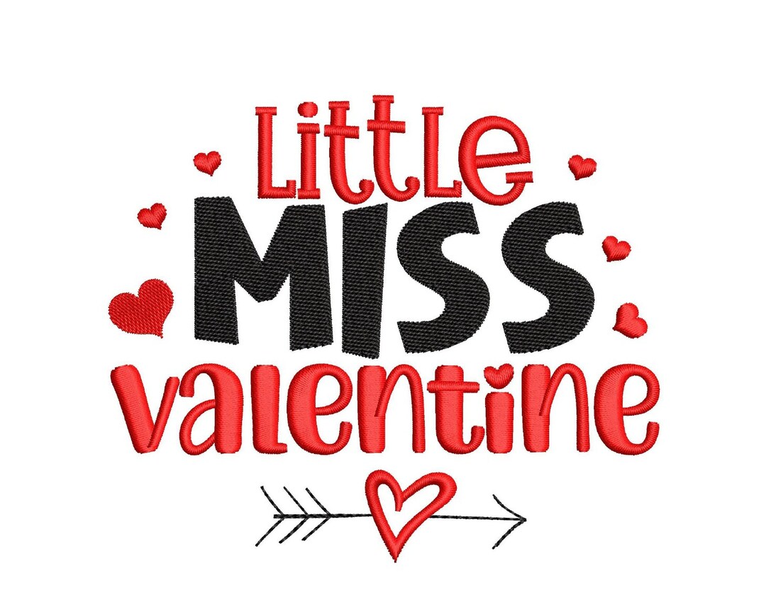 Little Miss Valentine Embroidery Design, Valentine's Day Embroidery ...