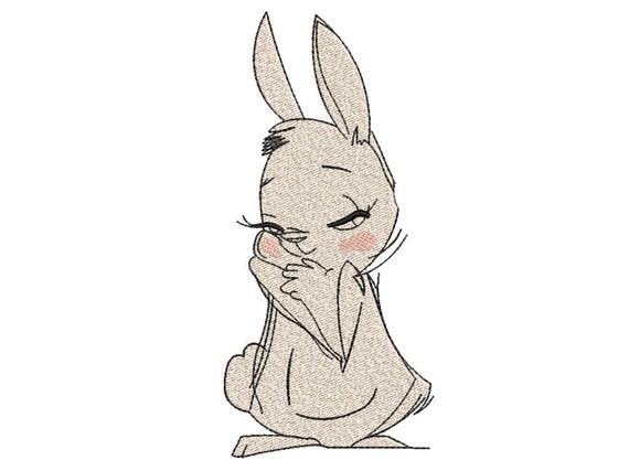 Rabbit Embroidery Design 4 Sizes Instant Download | Etsy