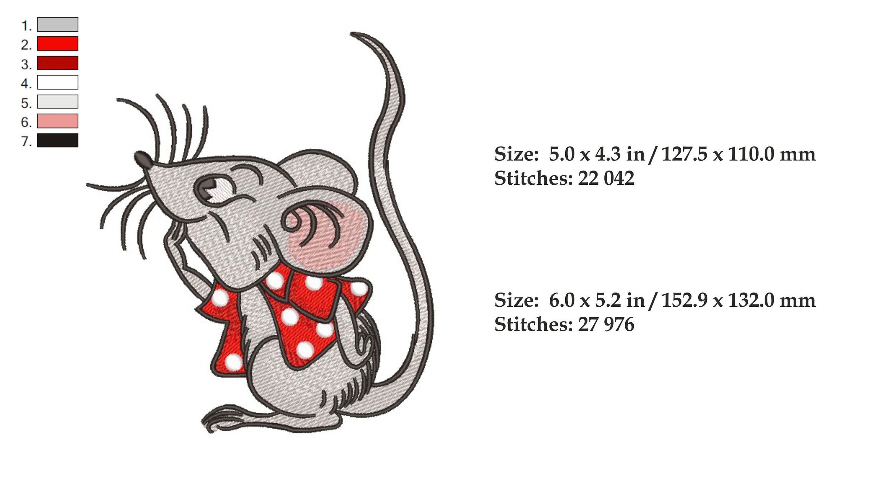 Mouse Embroidery Design 2 Sizes Instant Download | Etsy