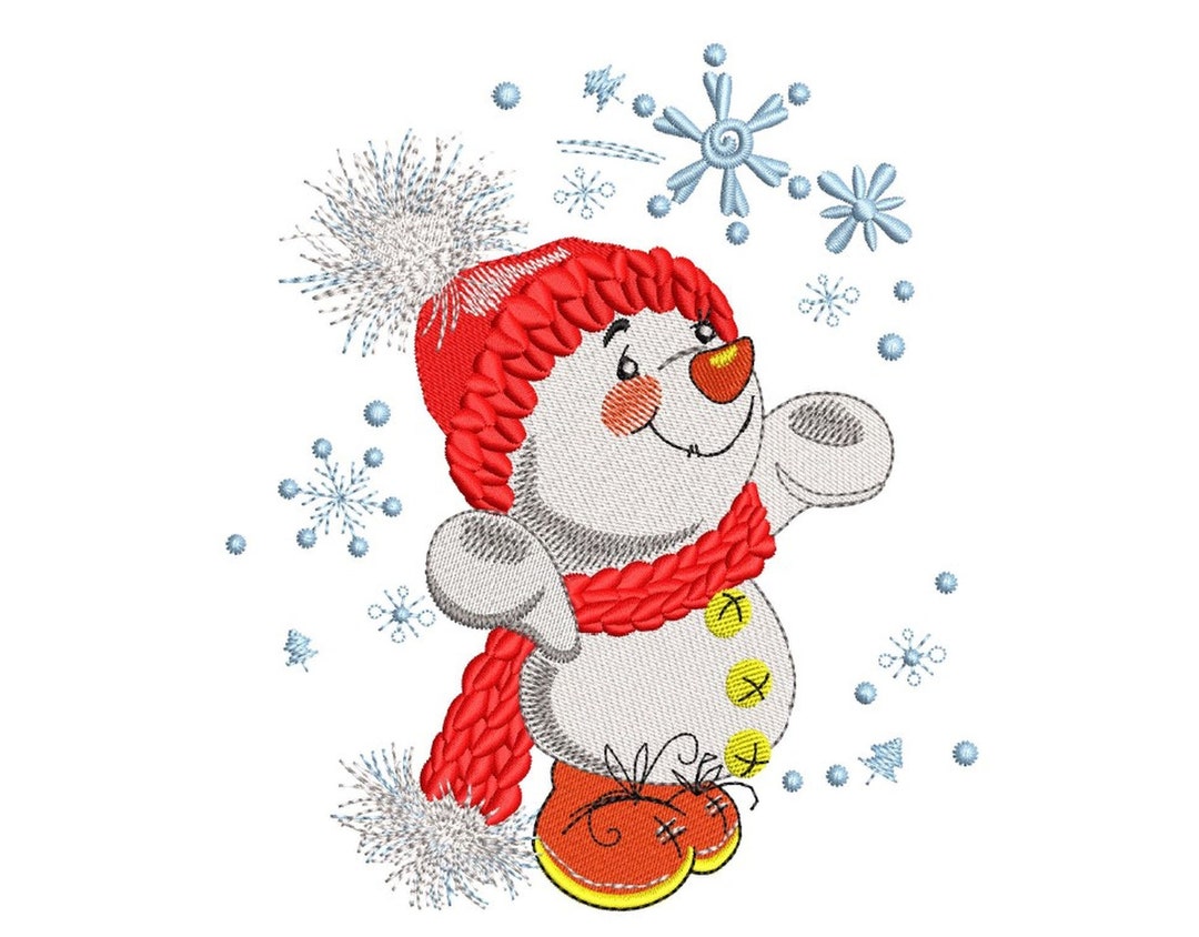 Snowman Embroidery Design, Christmas Embroidery File, 3 Sizes, Instant ...