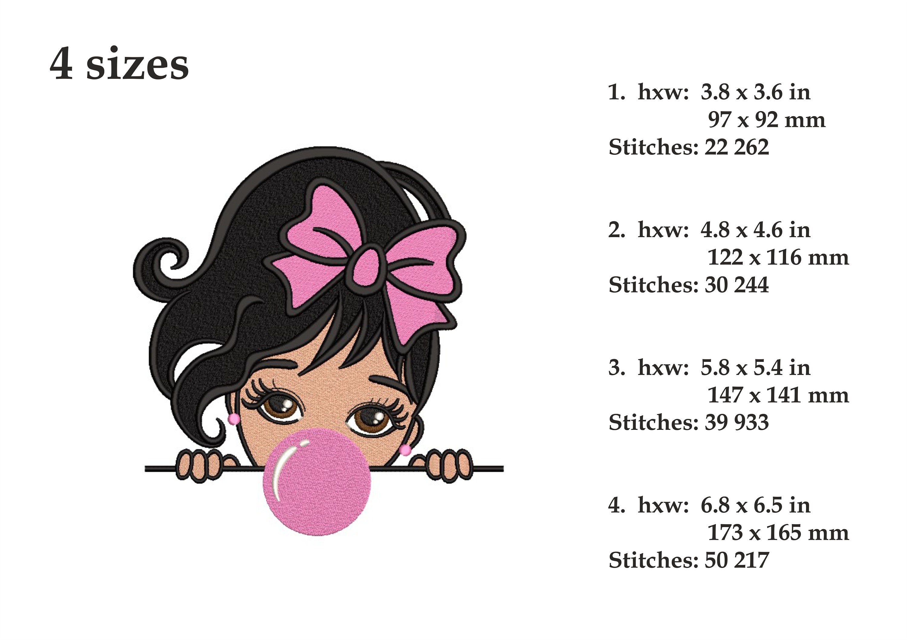 Girl Embroidery Design 4 Sizes Instant Download - Etsy