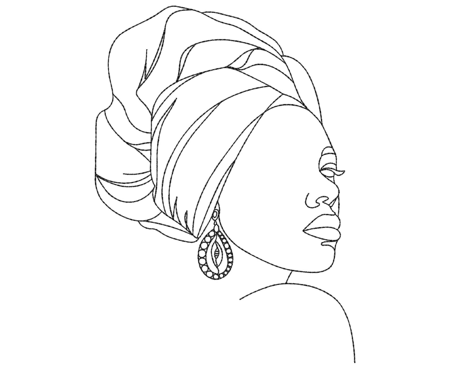 African American Woman Embroidery Design 5 Sizes Instant | Etsy